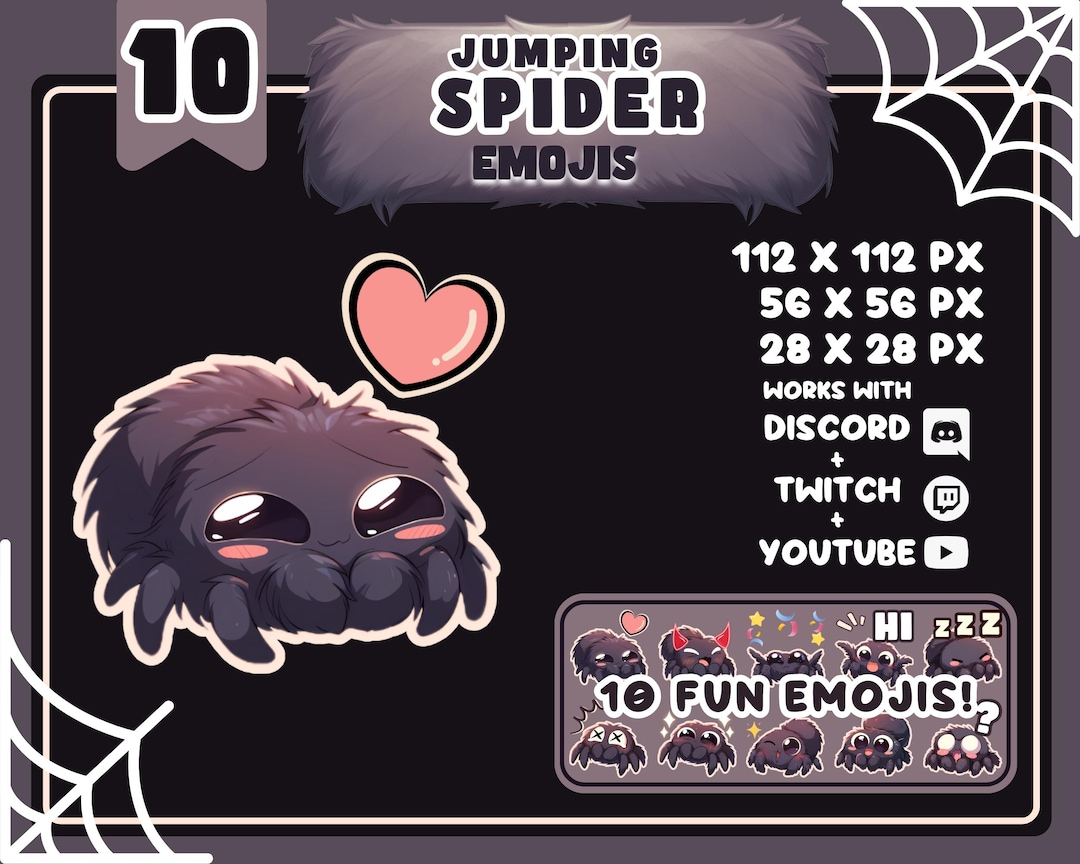 Jumping Spider Set of Emotes / Twitch, Discord, Youtube / Kawaii Emojis ...