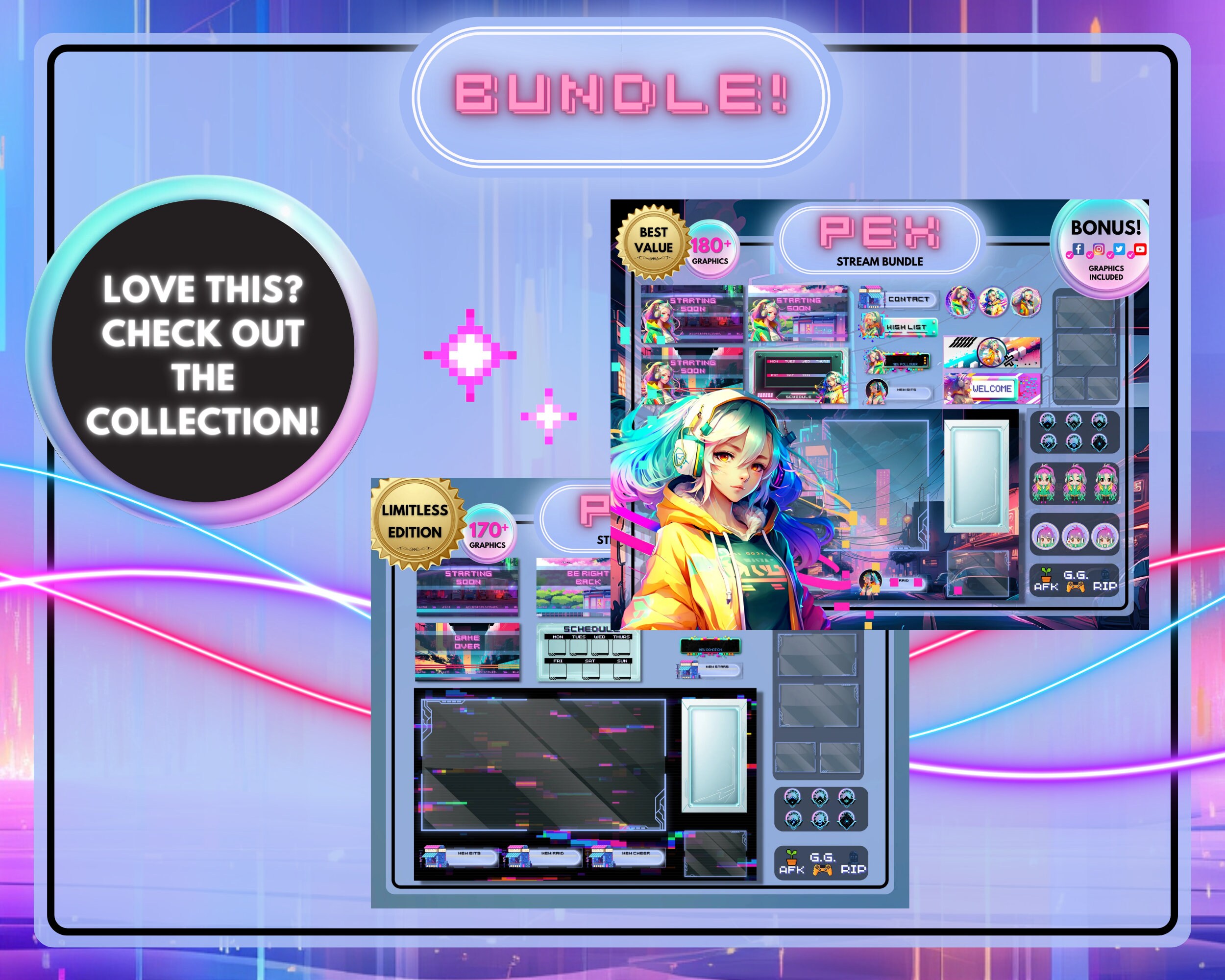 Cute Cyberpunk Pngtuber Vtuber Twitch Streamer Backgrounds - Etsy UK