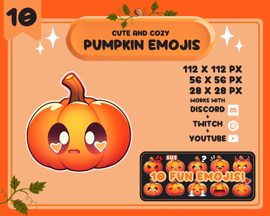 Cute Pumpkin Emotes / Emoji Pack for Discord, Twitch, Youtube / Cozy ...