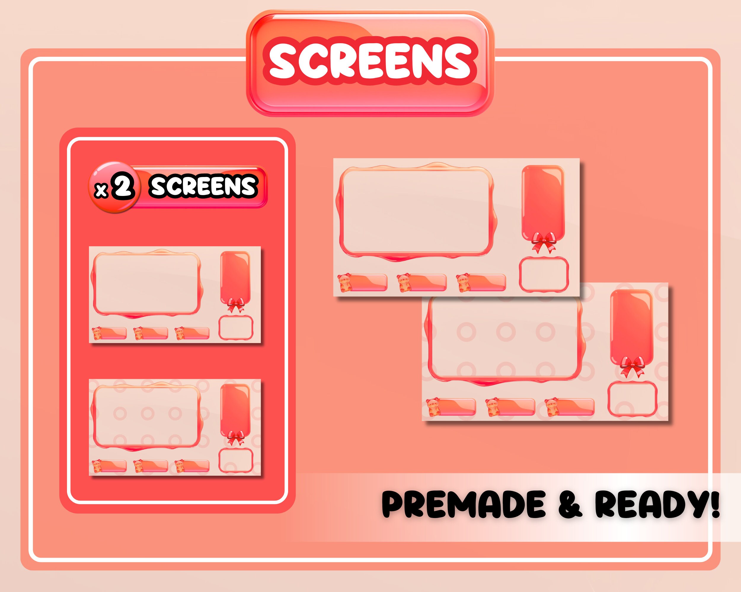 Gummy Bear Overlay Set / Cute Candy Stream Elements / Squishy Jelly ...