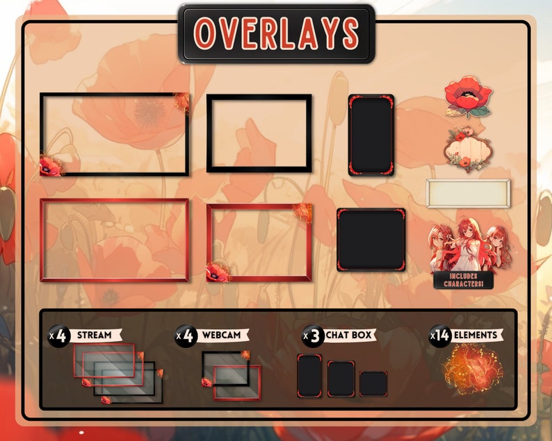 ULTIMATE ~poppy~ Streaming Bundle / Twitch Streamer Overlays, Frames ...