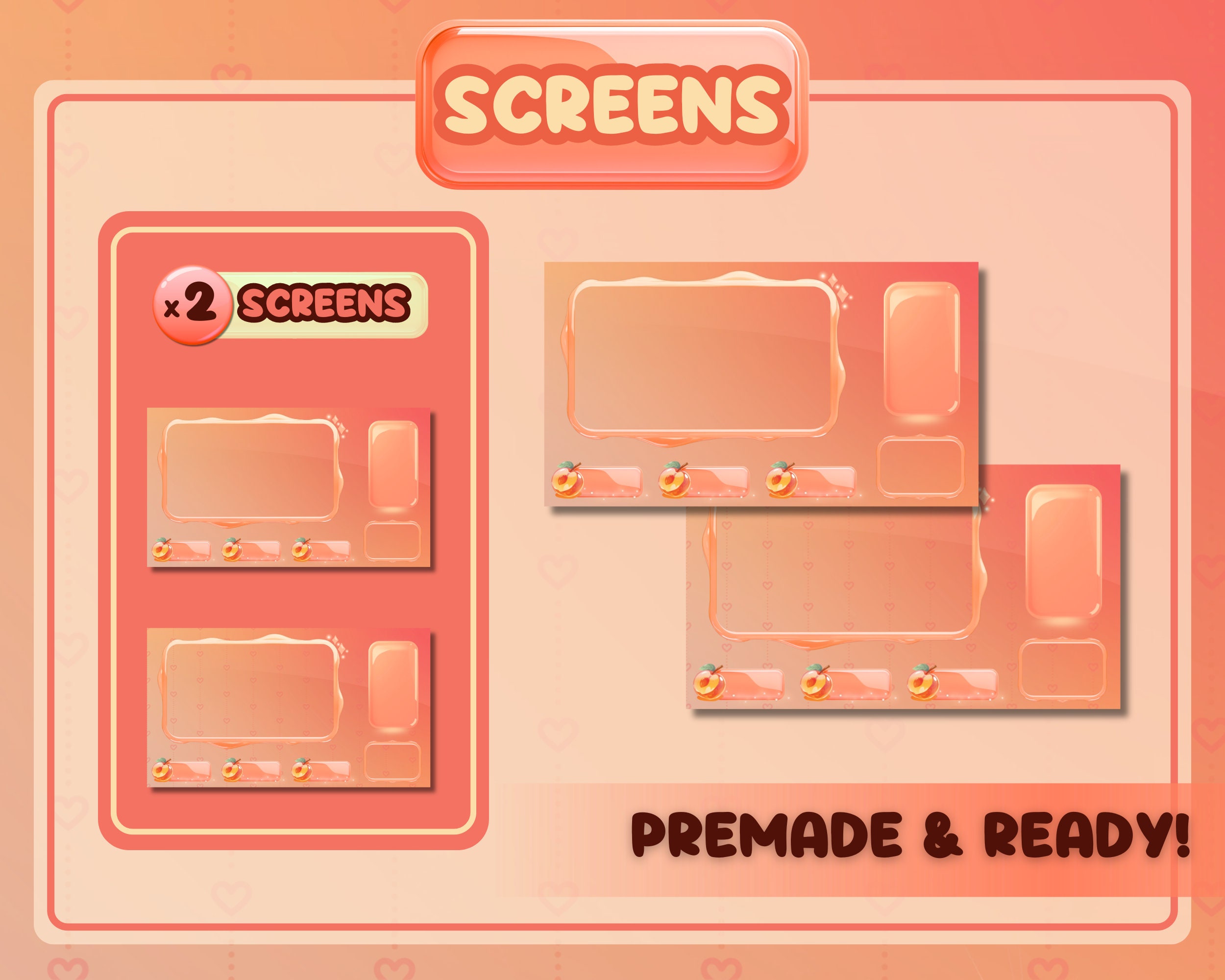 Peach Overlay Set for Twitch/ Cute Peachy Aesthetic Stream Elements ...