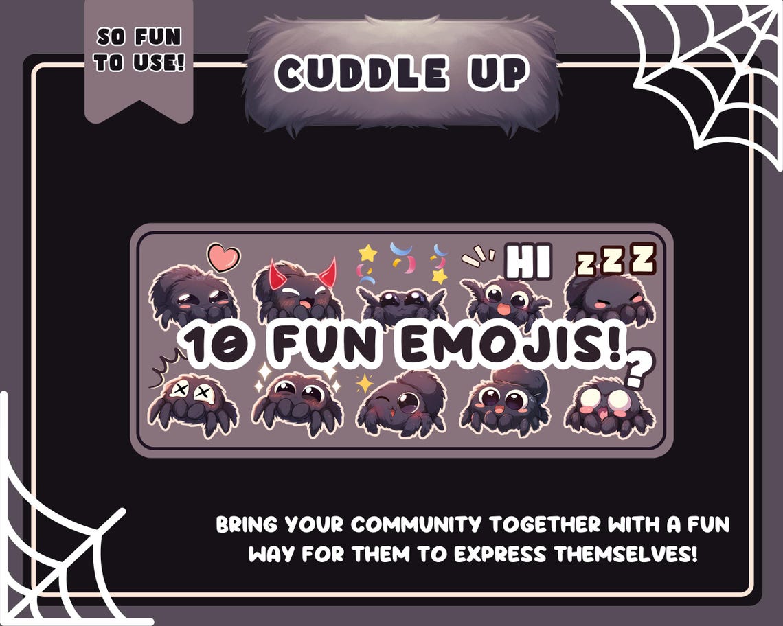 Jumping Spider Set of Emotes / Twitch, Discord, Youtube / Kawaii Emojis ...