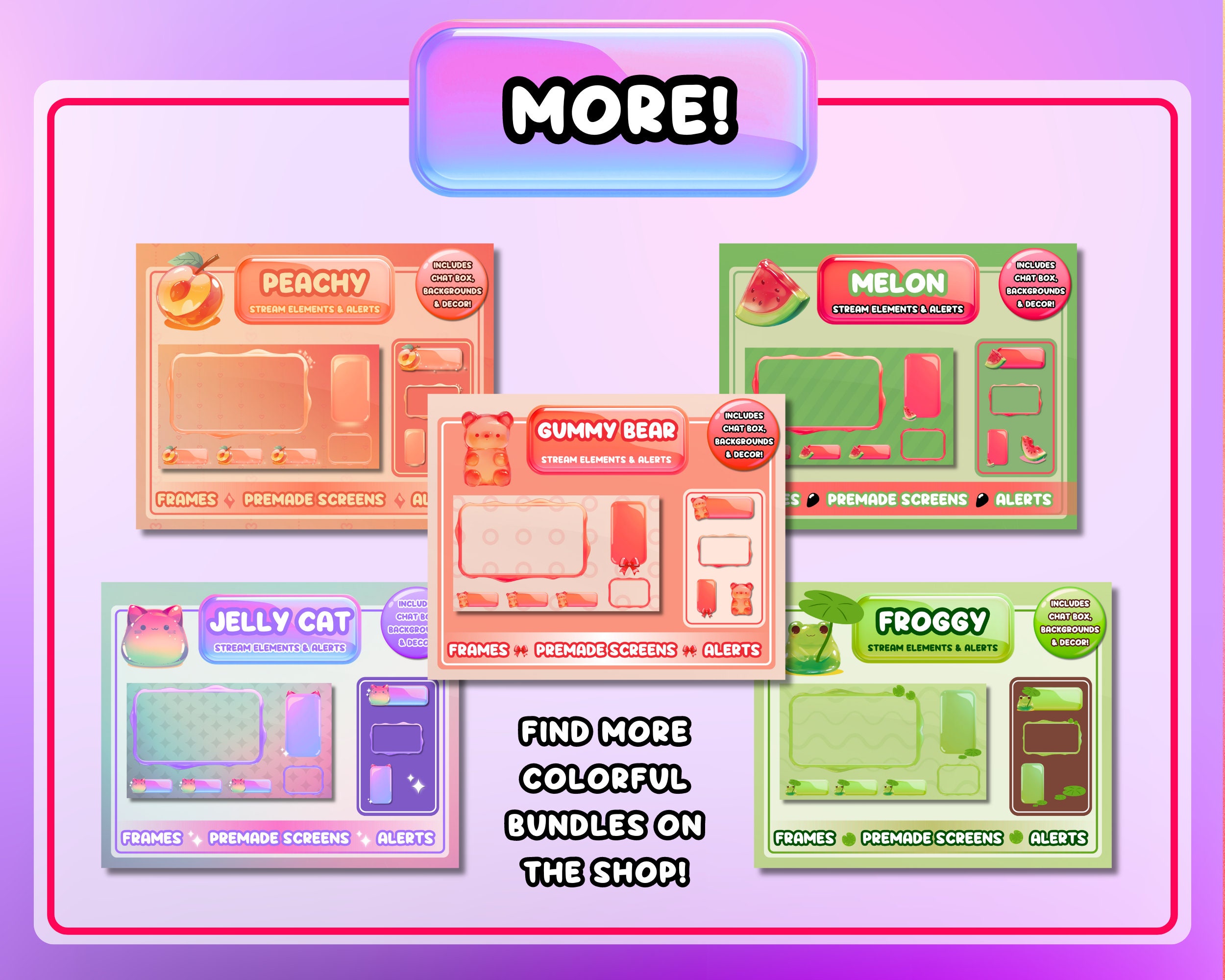 Juicy Watermelon Overlay Set / Cute Melon Vibe Stream Elements & Alerts ...