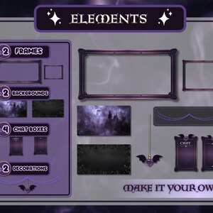Gothic Twitch Stream Elements & Alerts / Cute Spooky Black Bat Purple ...
