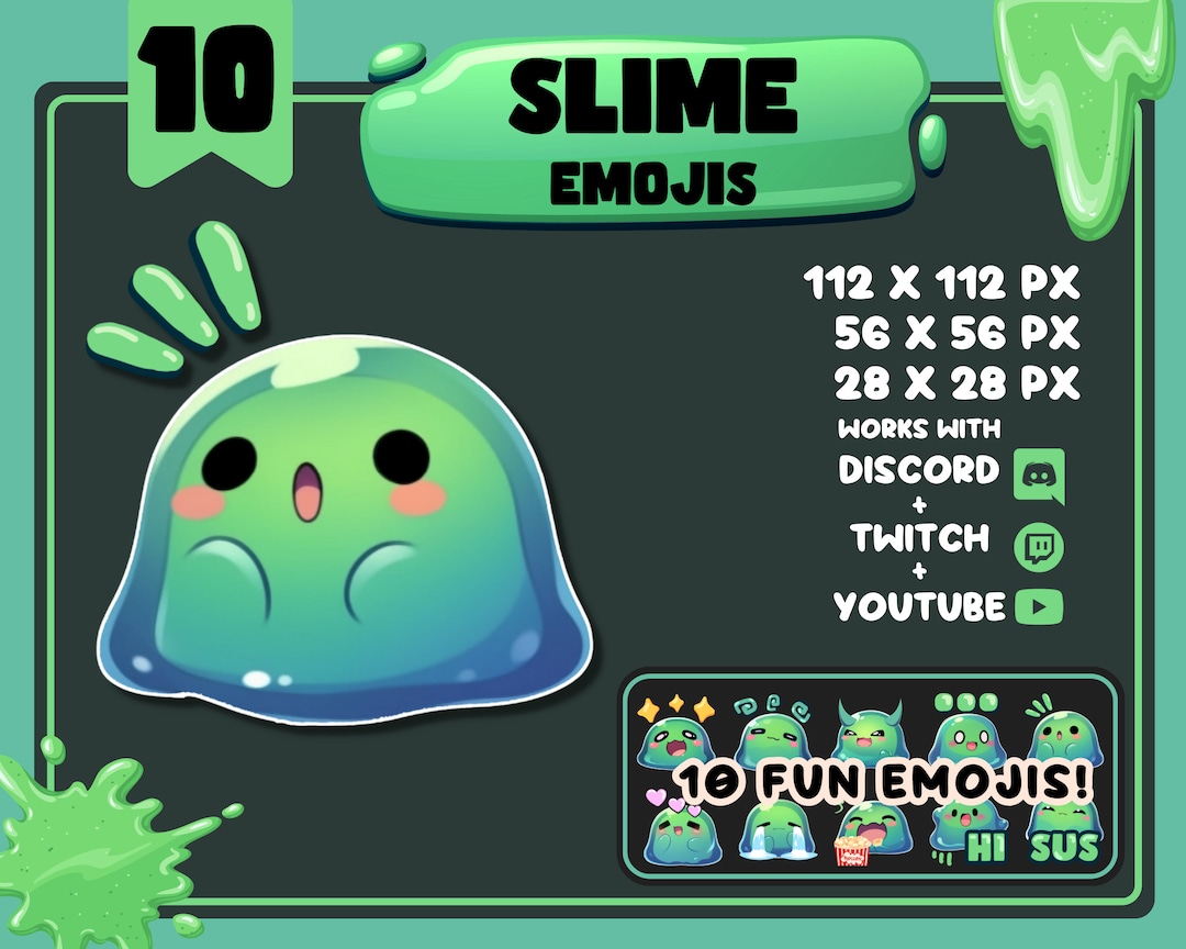 Blue Green Slime Emotes: Emoji Set for Twitch/discord - Etsy
