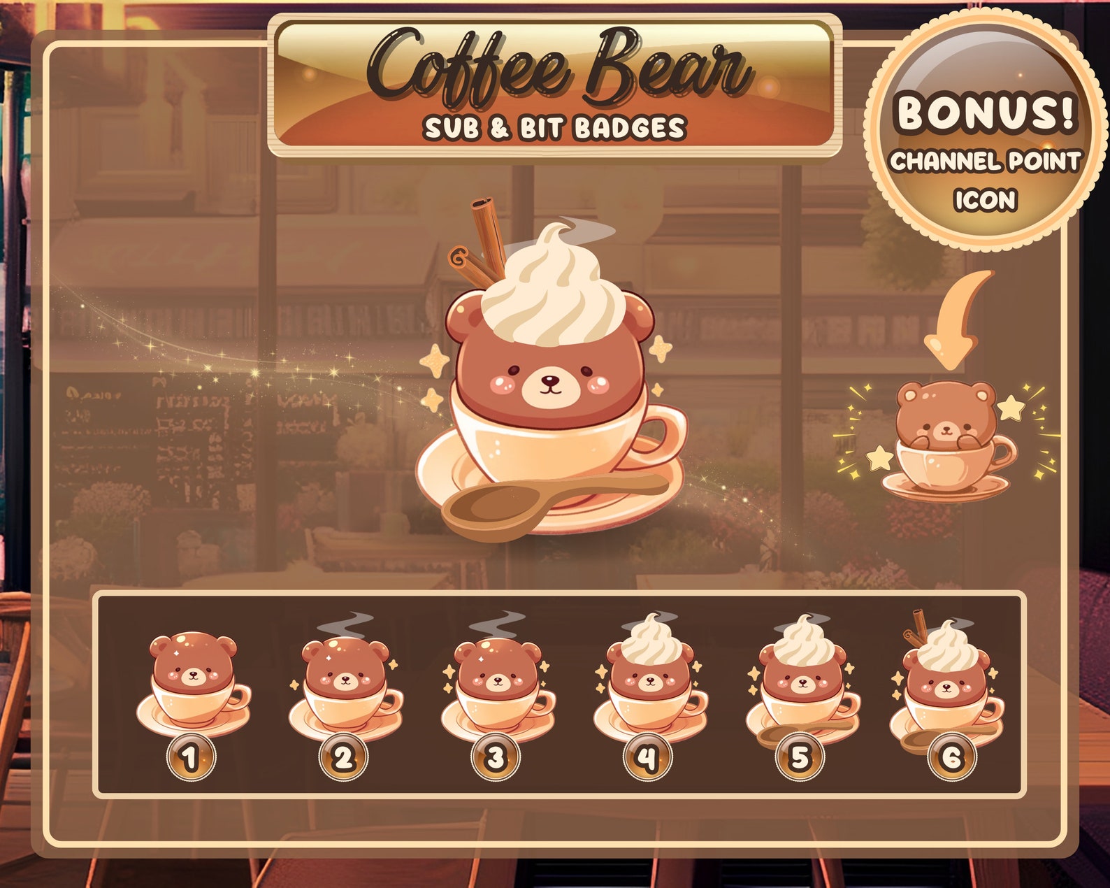 Cute Coffee Bear Sub and Bit Badges / Twitch Streamer - Etsy