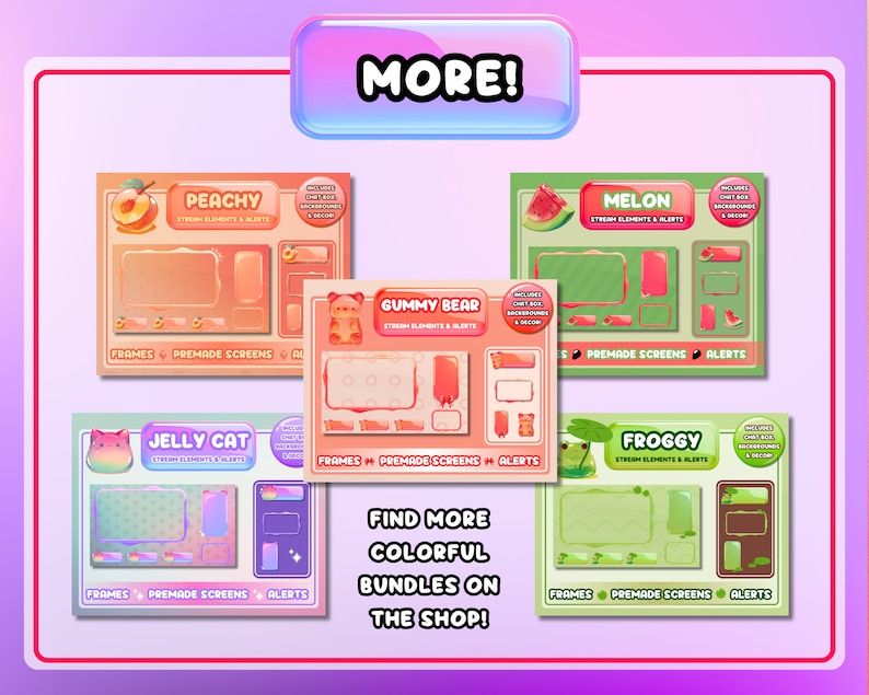 Gummy Bear Overlay Set / Cute Candy Stream Elements / Squishy Jelly ...