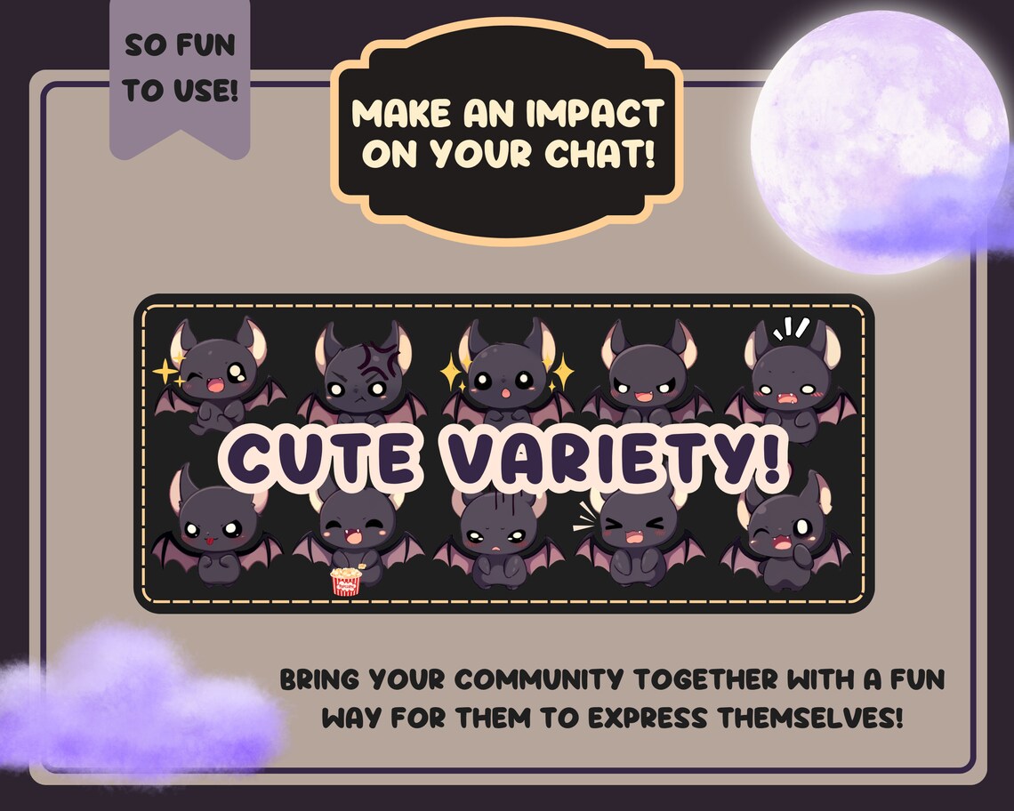 Cute Bat Emojis / Great for Discord and Twitch / Spooky - Etsy Canada