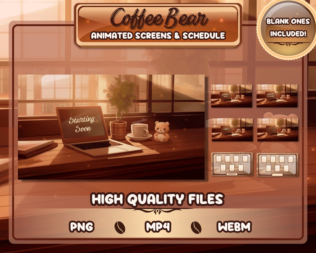 Coffee Bear Café Stream Screens / Cozy and Relaxing Animated Screens ...