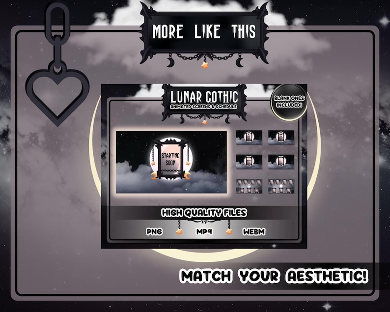 Lunar Gothic Stream Elements and Alerts for Twitch/ Stream and Webcam ...