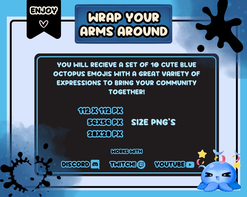 Adorable Blue Octopus Emotes / Great Emojis for Discord, Twitch and ...
