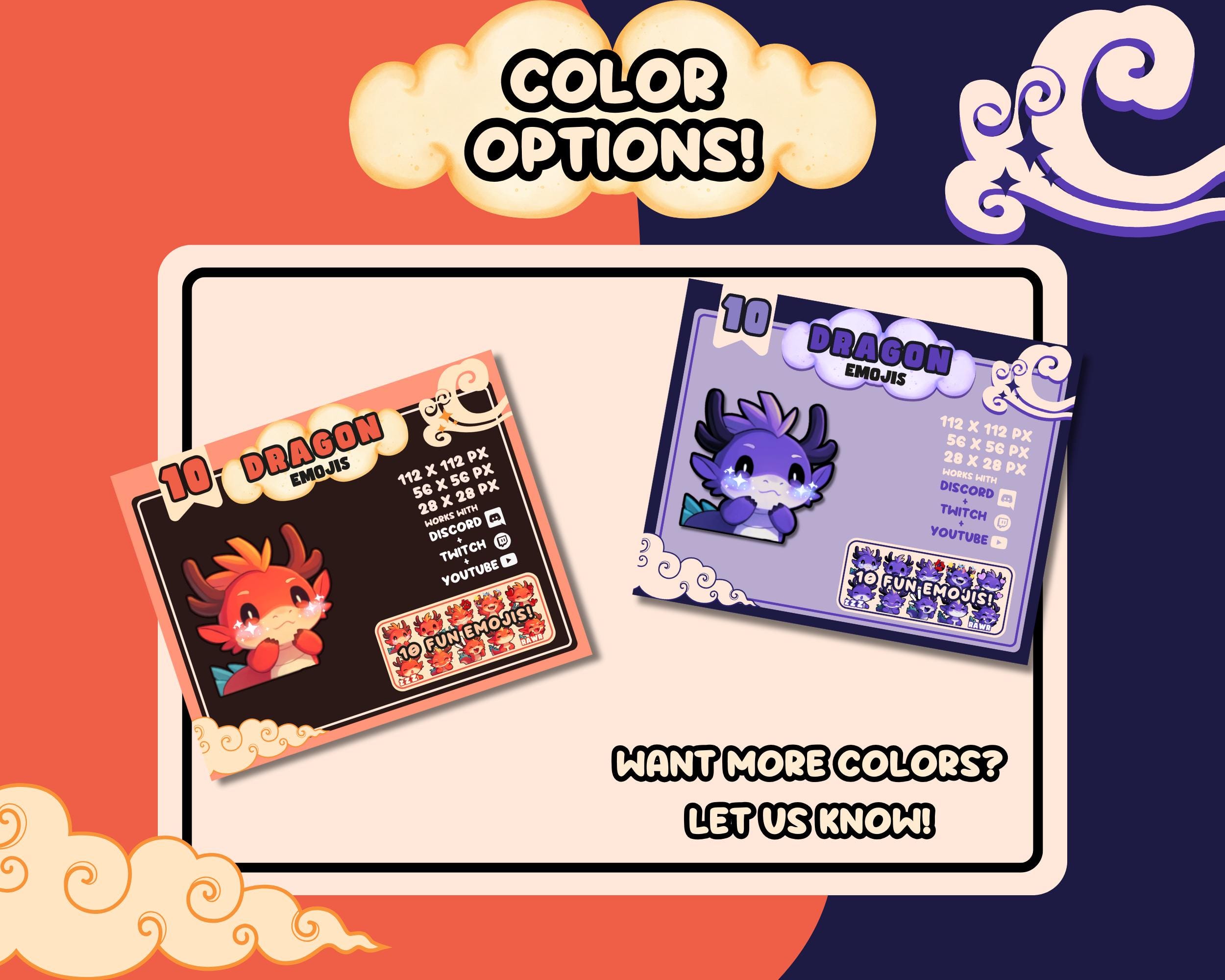 Night Sky Dragon Twitch Emotes / Set of 10 Purple Dragon Character ...