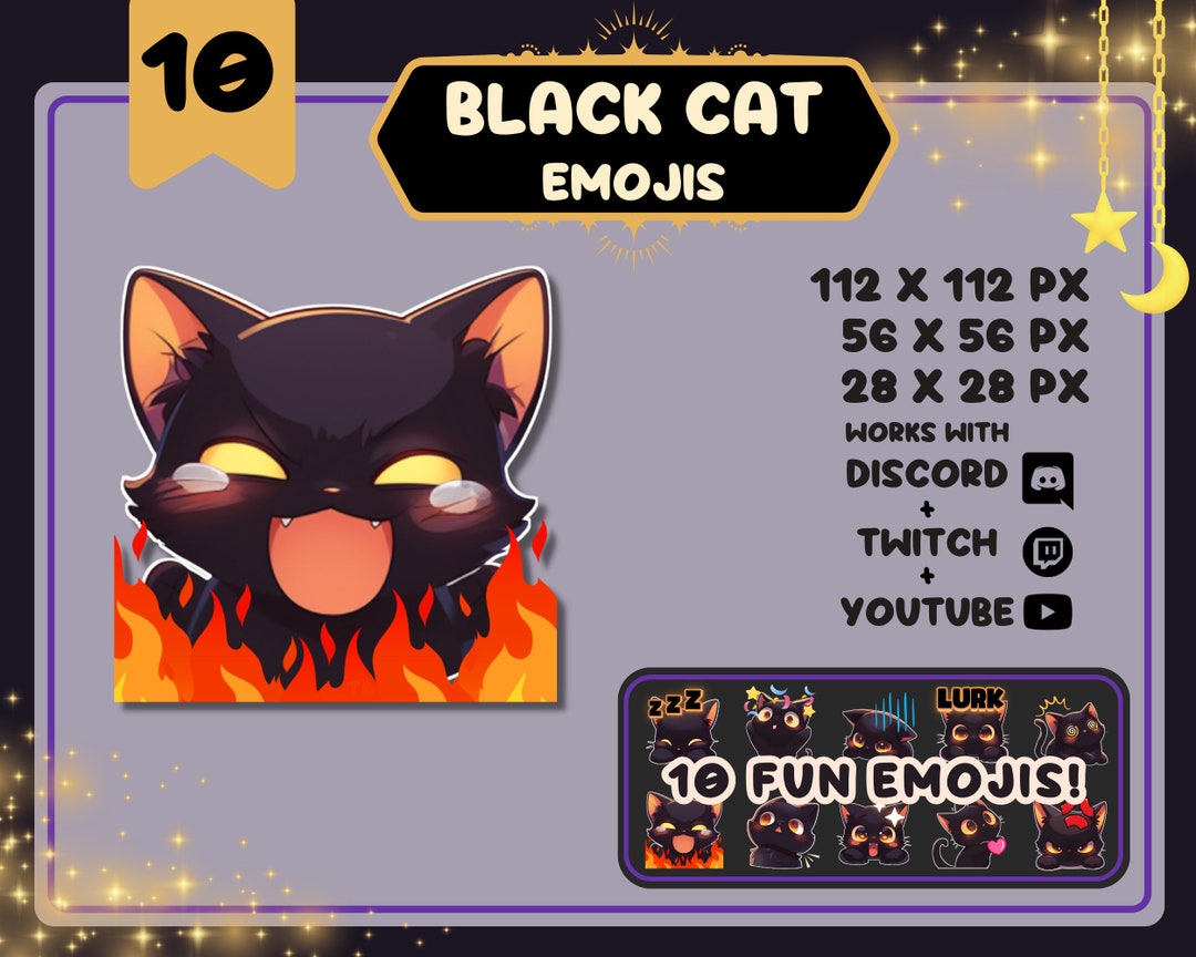 Cute Black Cat Emotes, Gothic Kitty Emoji Pack (discord, Twitch) - Etsy