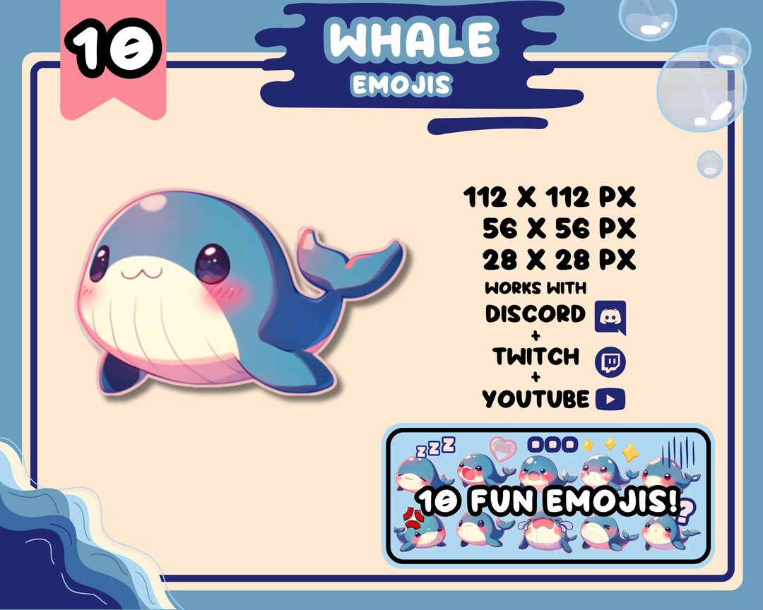 Cute Whale Emotes / Whale Emoji Set for Twitch, Discord / Perfect for ...