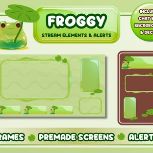 Frog Overlay Set / Cute Green Froggy Twitch Stream Elements & Alerts ...