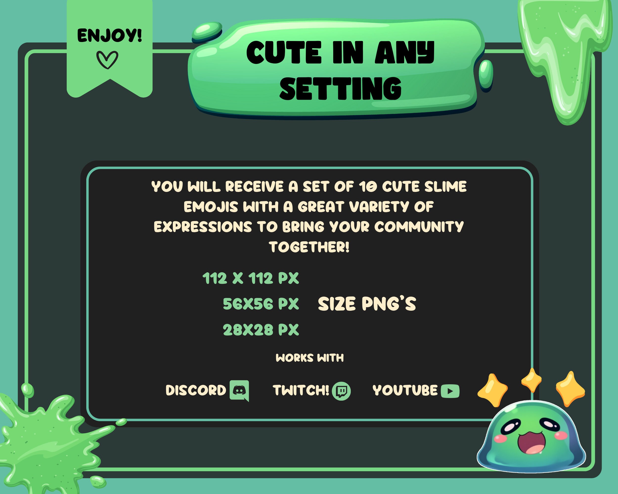 Blue Green Slime Emotes / Great for Discord and Twitch / Fun Set of 10 ...
