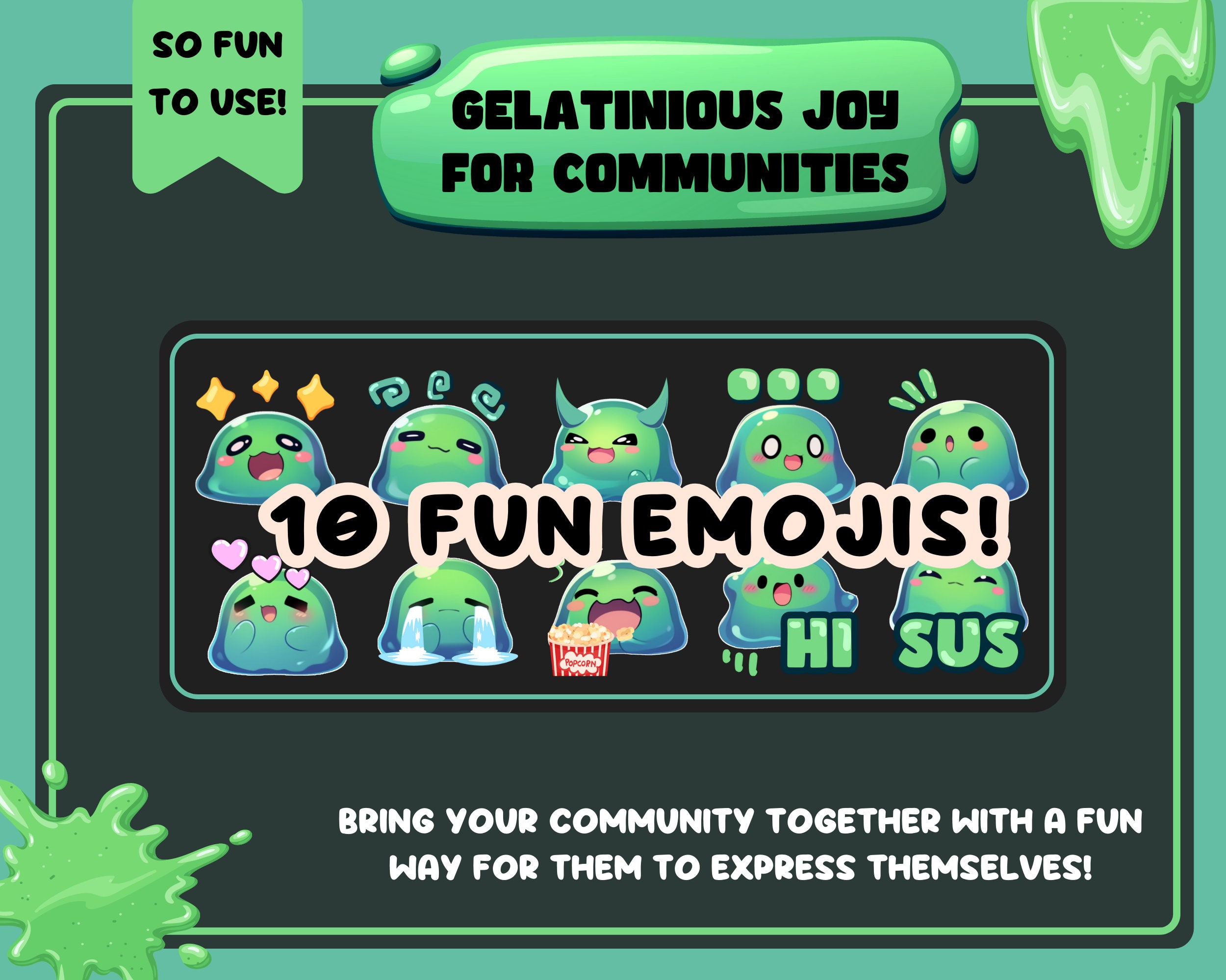 Adorable Slime Emojis / Fun Set of 10 Slime Character Emotes / Great ...