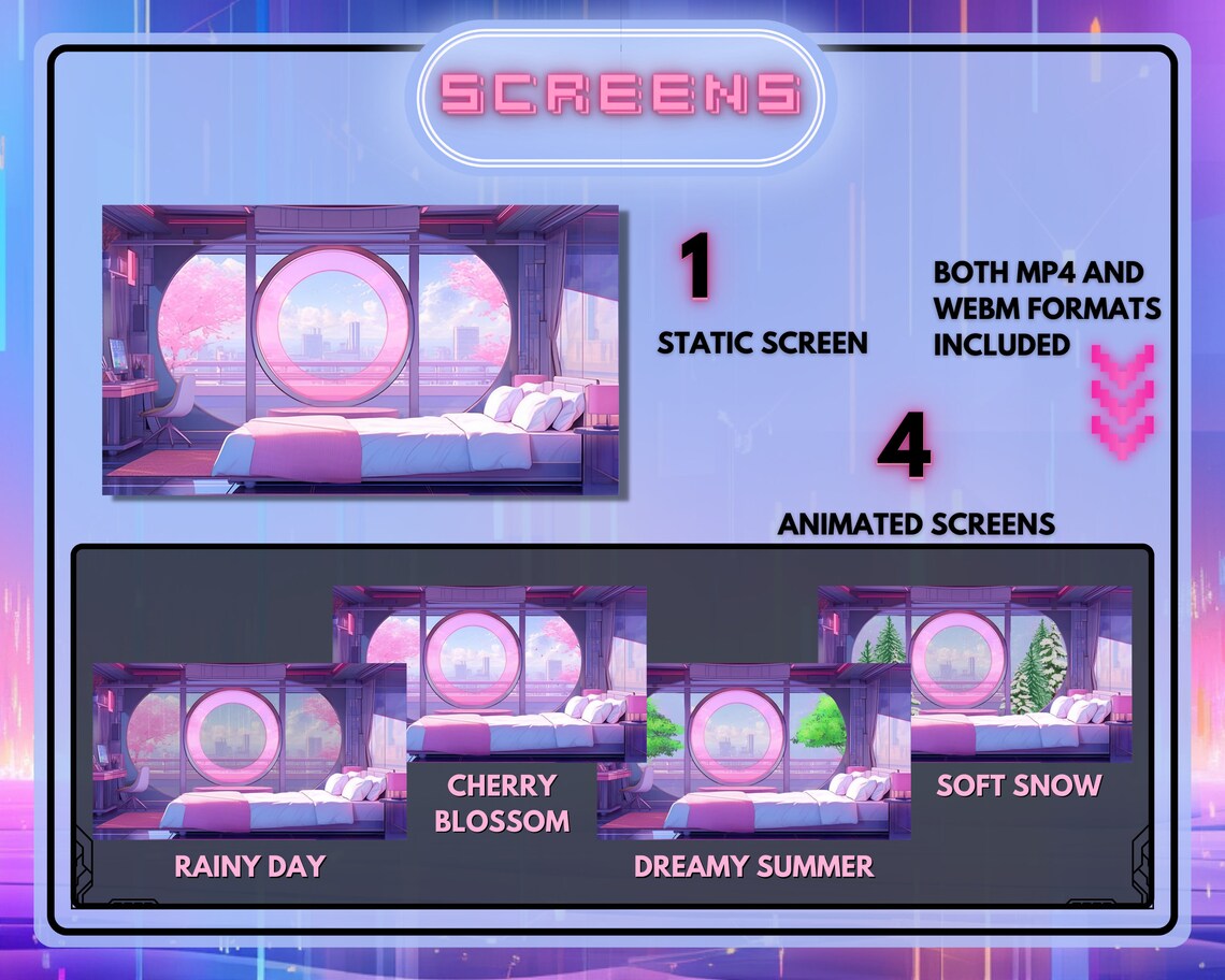 Cute Cyberpunk Pngtuber Vtuber Twitch Streamer Backgrounds - Etsy UK