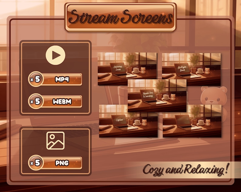 Coffee Bear Café Stream Screens / Cozy and Relaxing Animated Screens ...