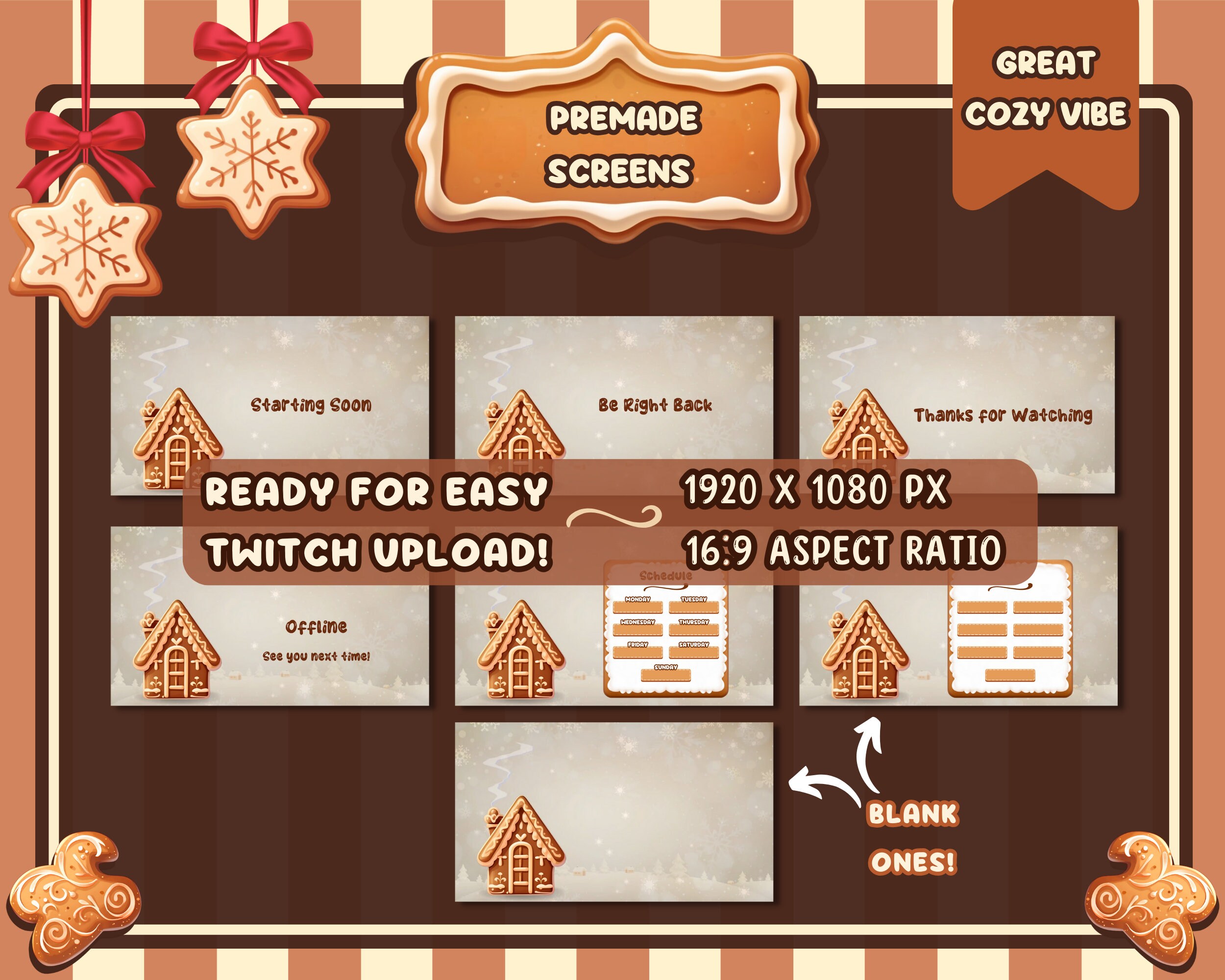Soft Cozy Winter Gingerbread House Screens / Animated and Static PNG ...