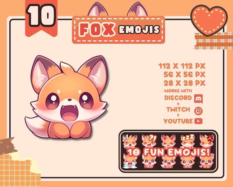 Red Fox Emotes / Great for Discord, Twitch and Youtube / Fuzzy Cute Fox ...