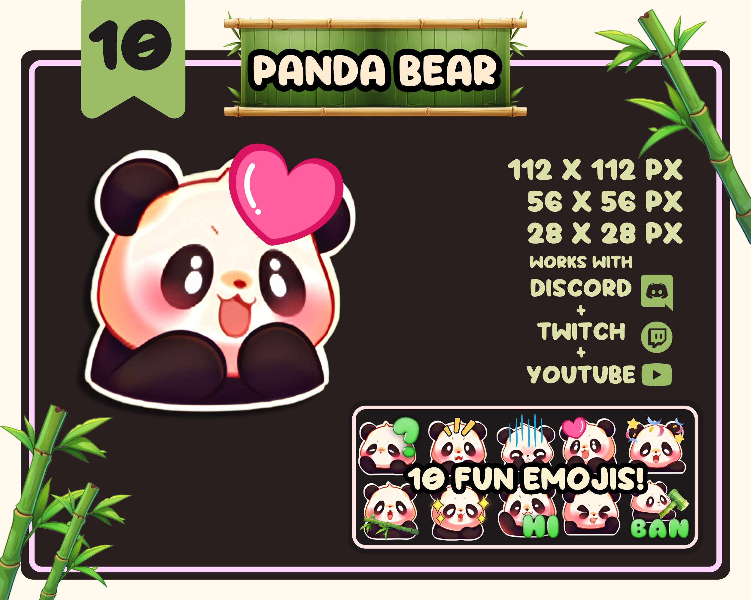 Adorable Panda Bear Emojis / Great Emotes for Discord, Twitch and ...