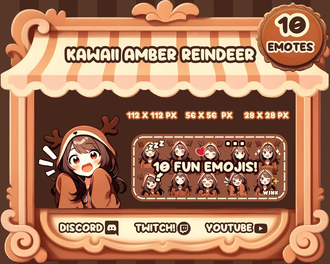 Cute Amber Reindeer Emotes / Great Emojis for Discord, Twitch and ...