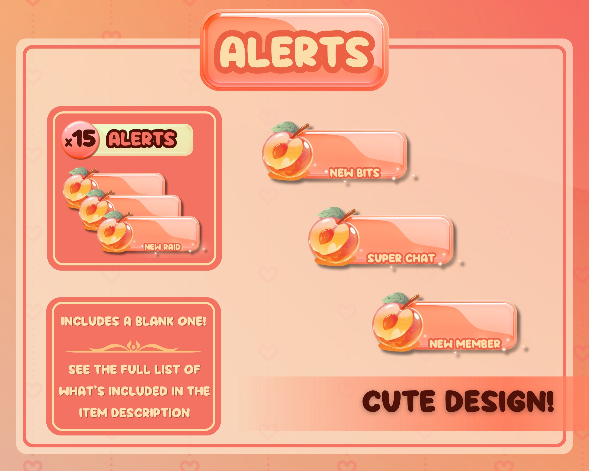 Peach Overlay Set for Twitch/ Cute Peachy Aesthetic Stream Elements ...