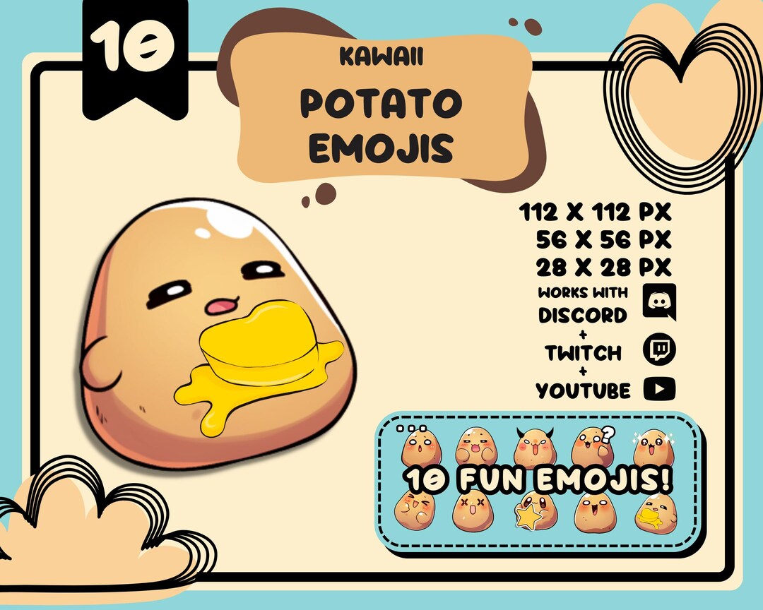 Cute Potato Emojis / Great for Discord and Twitch / Funny Exciting New ...