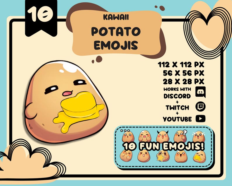 Cute Potato Emojis / Great for Discord and Twitch / Funny Exciting New ...