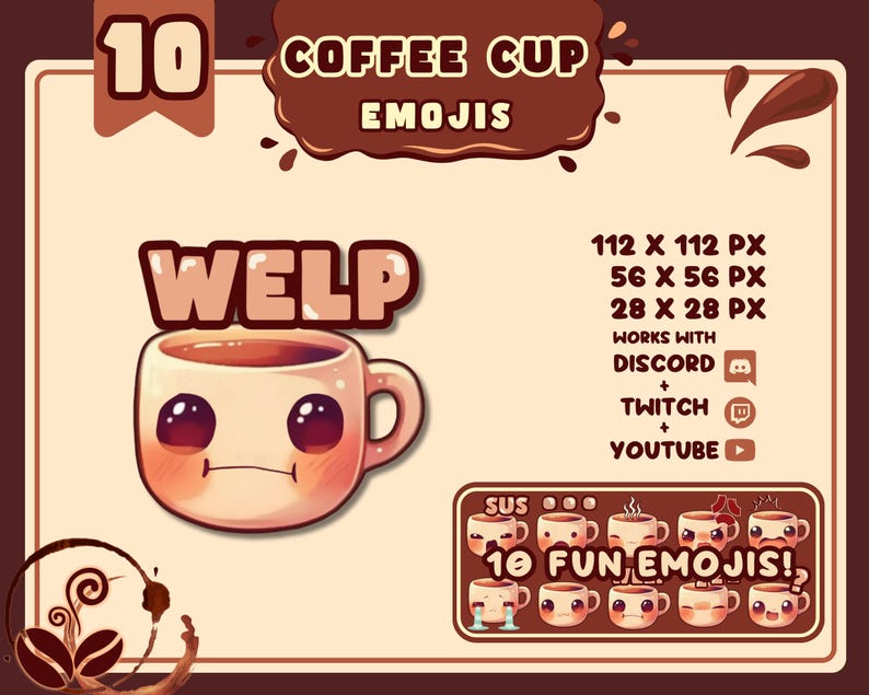 Funny Coffee Cup Emotes / Great Emojis for Twitch, Discord, Youtube ...