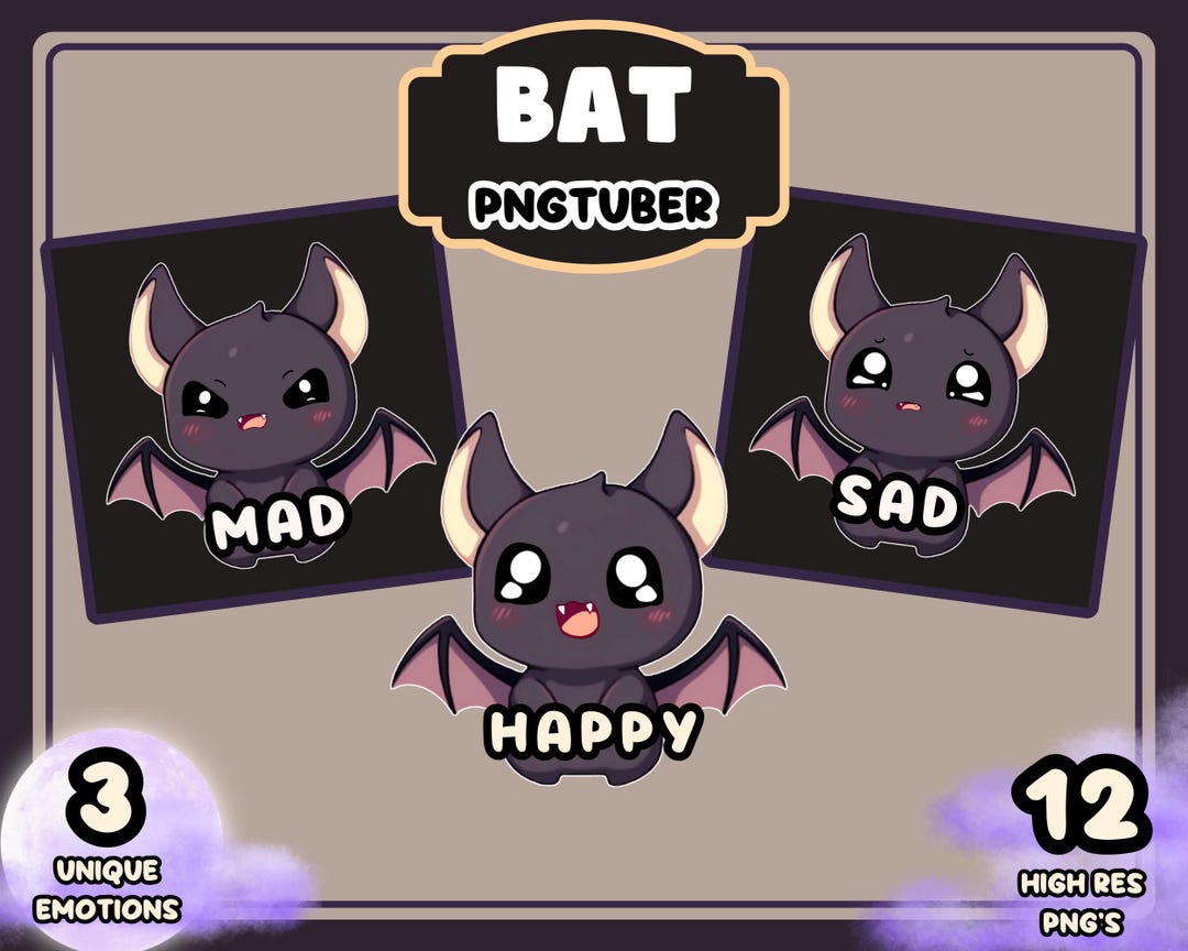 Cute Bat Pngtuber / Kawaii Gothic Baby Bat Vtuber, Pngtuber Character ...