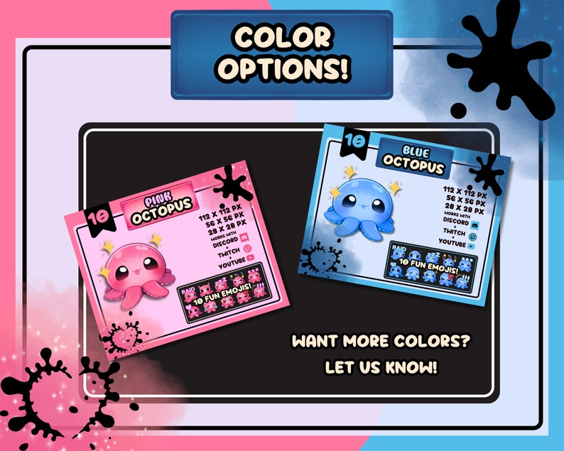 Adorable Blue Octopus Emotes / Great Emojis for Discord, Twitch and ...