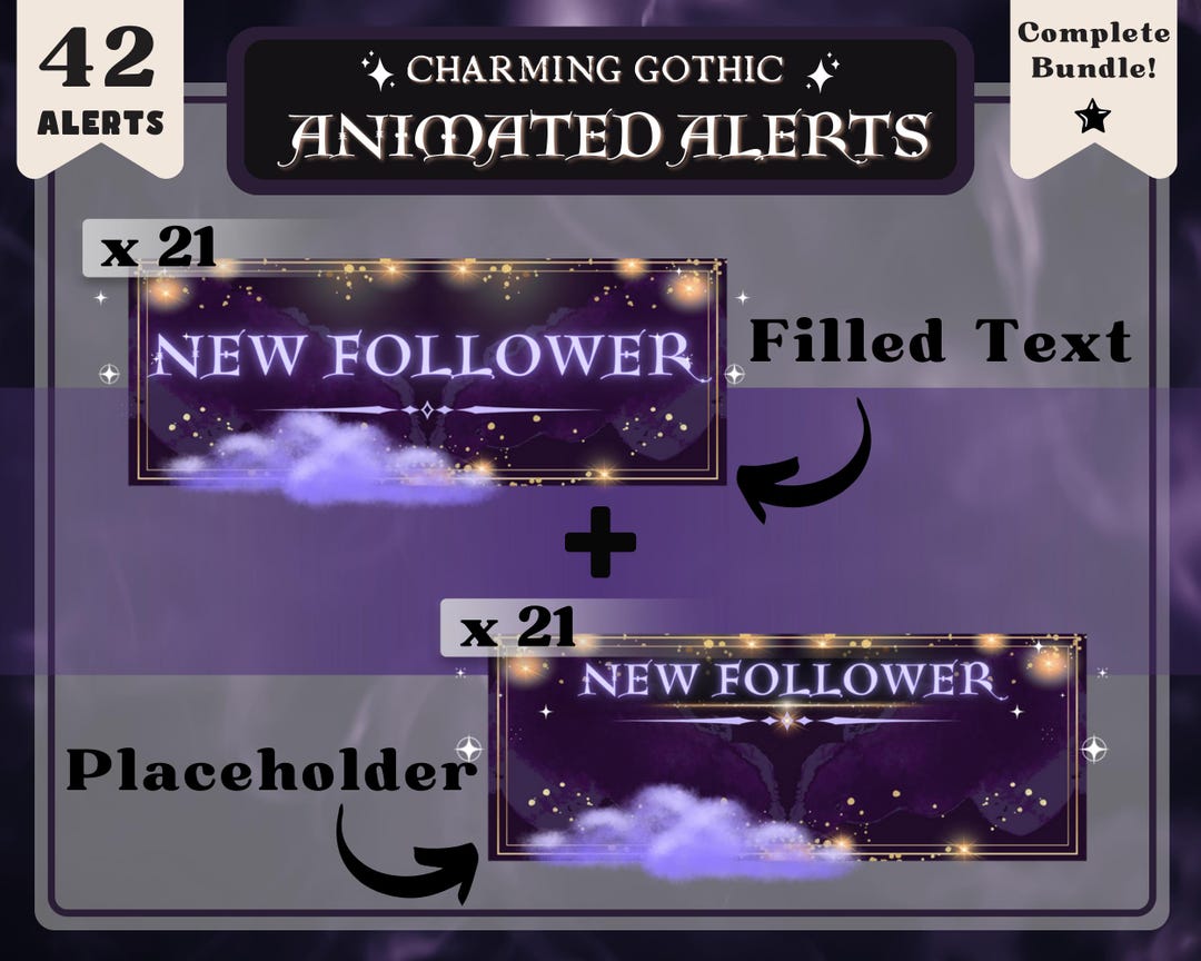 Charming Gothic Animated Alerts / Twitch Stream Alerts / Night Sky With ...