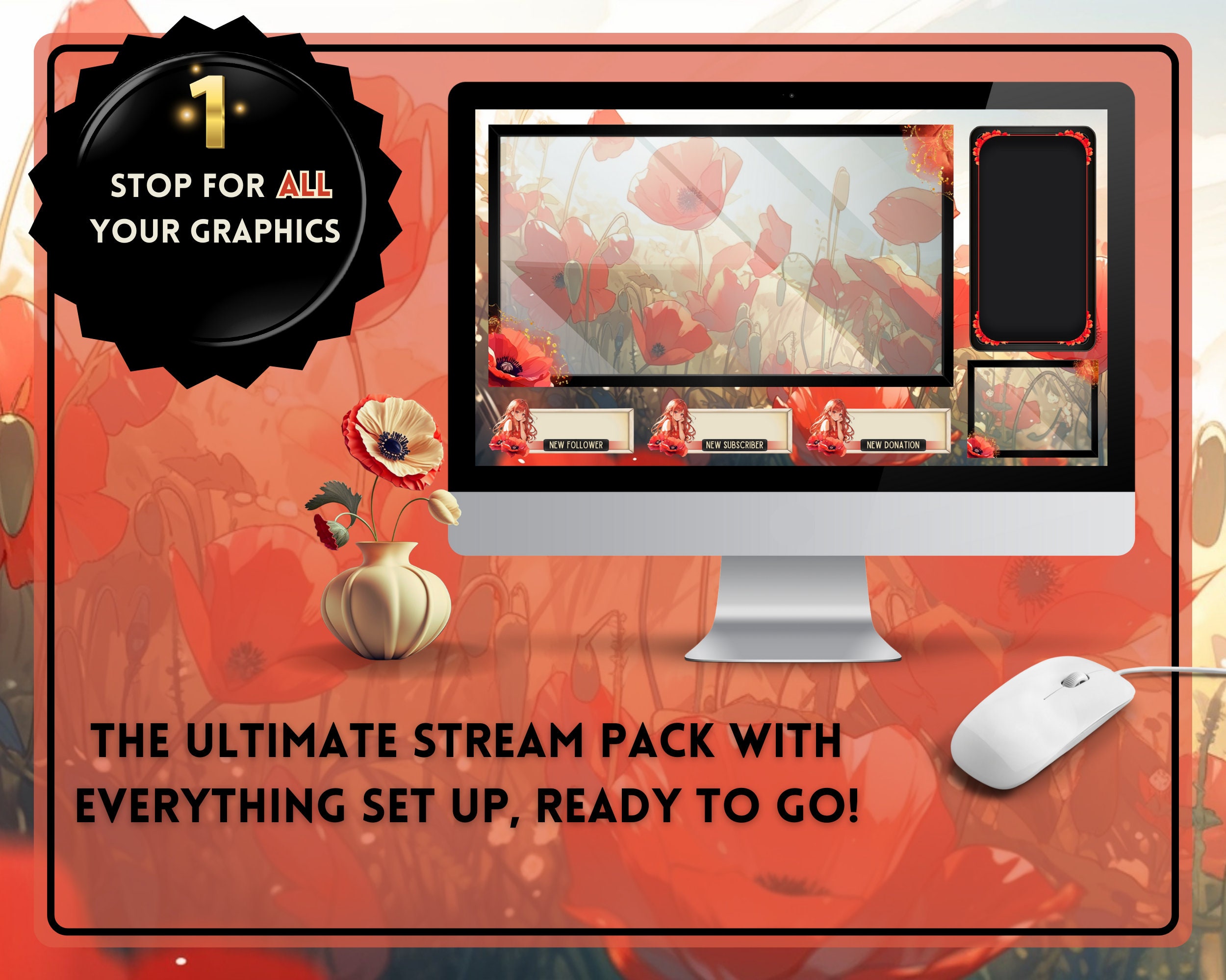 ULTIMATE ~poppy~ Streaming Bundle / Twitch Streamer Overlays, Frames ...