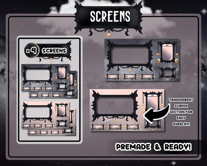 Lunar Gothic Stream Elements and Alerts for Twitch/ Stream and Webcam ...