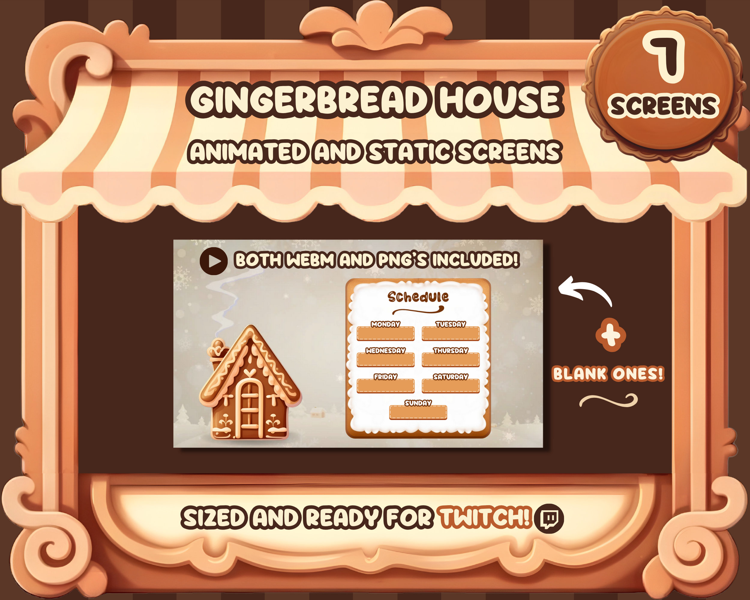 Soft Cozy Winter Gingerbread House Screens / Animated and Static PNG ...