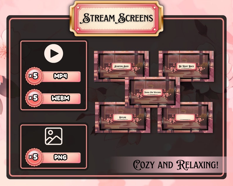 Sakura Café Stream Screens / Pink Cherry Blossom Coffee Shop / Animated ...