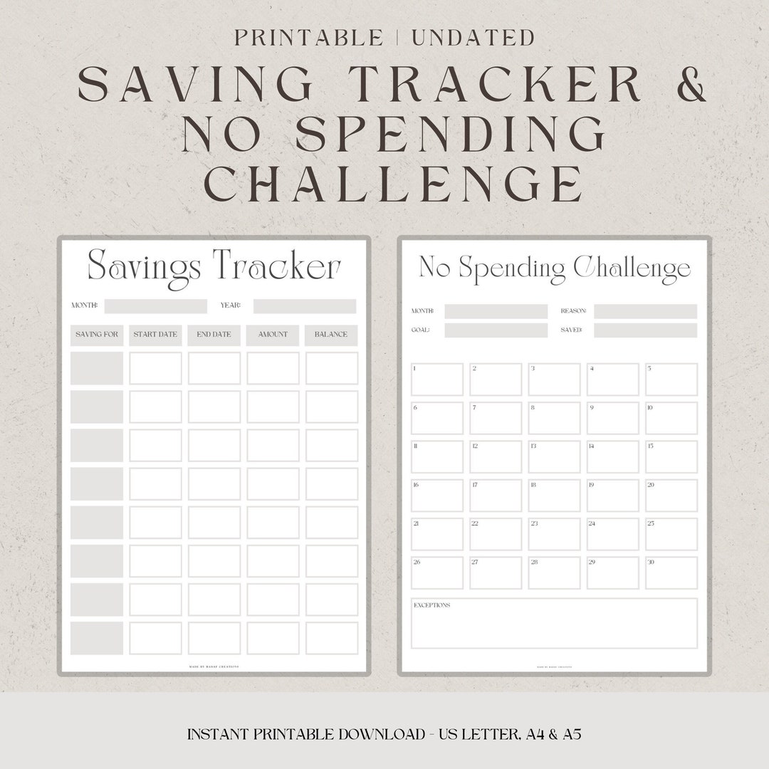 No Spending Challenge | Savings Tracker | Saving Challenge | Budget ...