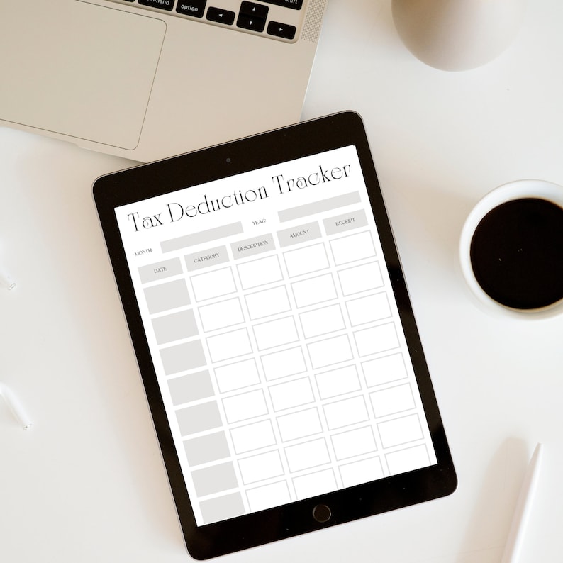 Tax Deduction Tracker Printable Business Tax Log Tax Organizer Budget ...