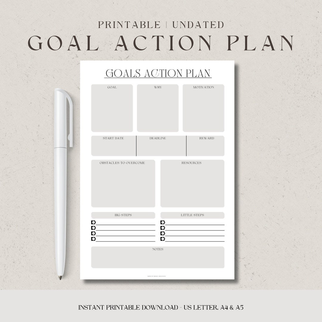 Goal Action Plan Printable | Productivity Planner | Printable Planner ...
