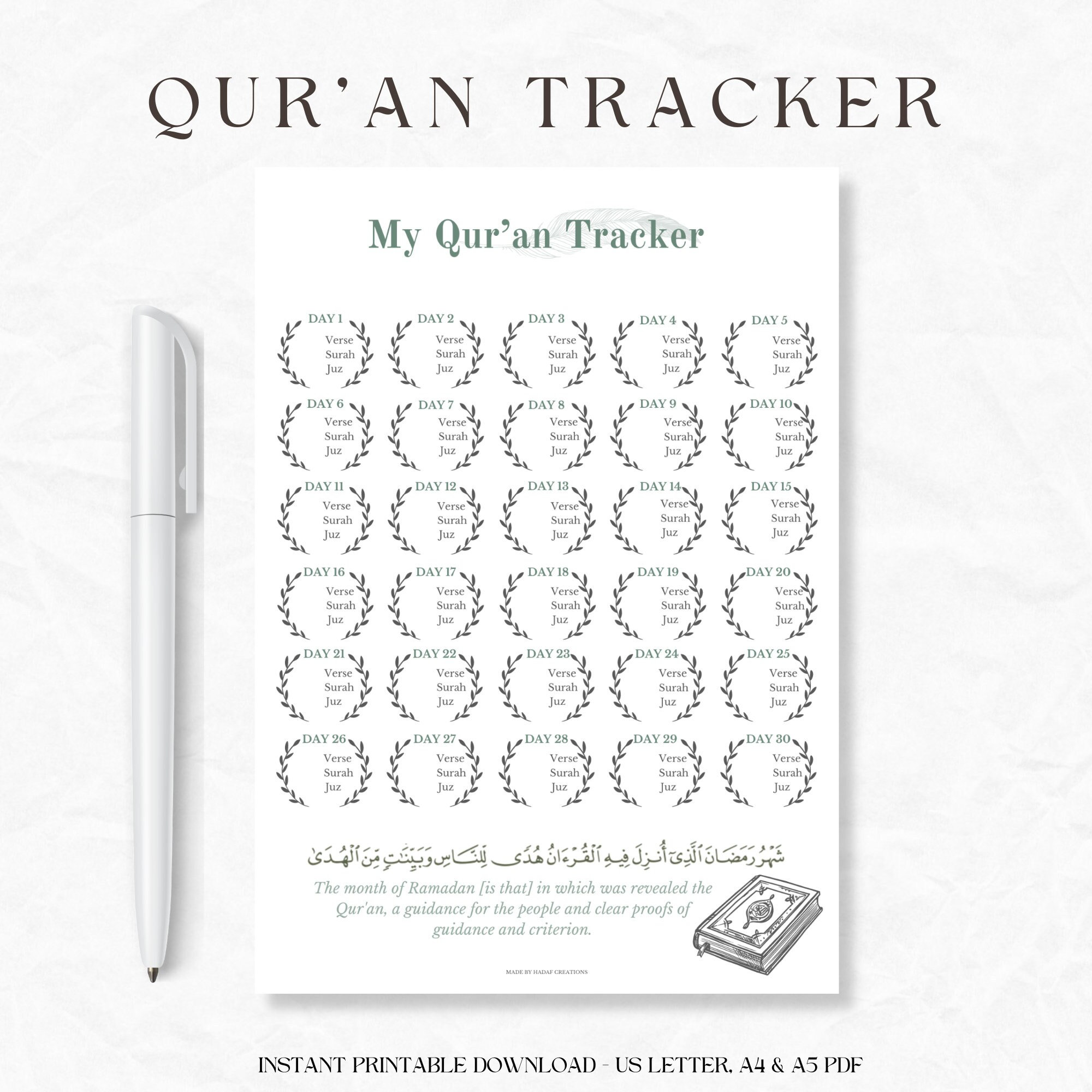 Quran Tracker | Muslim Tracker | Islamic Planner | Planner Insert ...