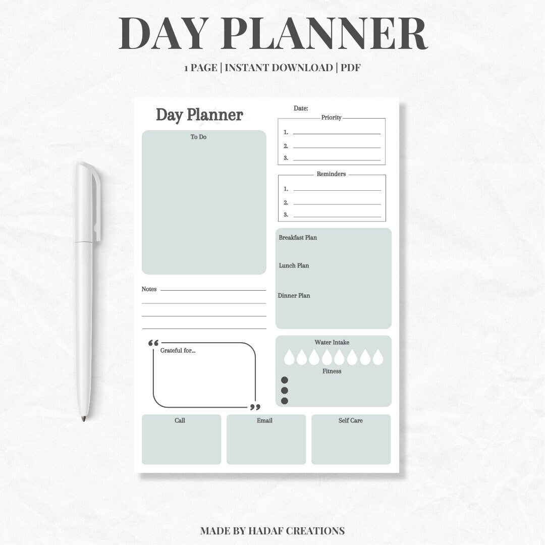 Undated Day Planner Printable Fillable Planner Simple Planner ...