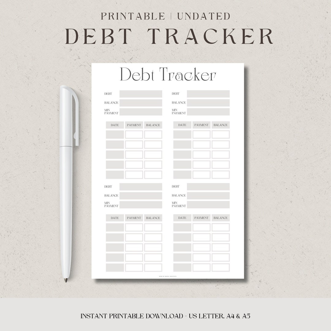 Debt Tracker Printable | Debt Payoff Log | Debt Overview | Debt ...