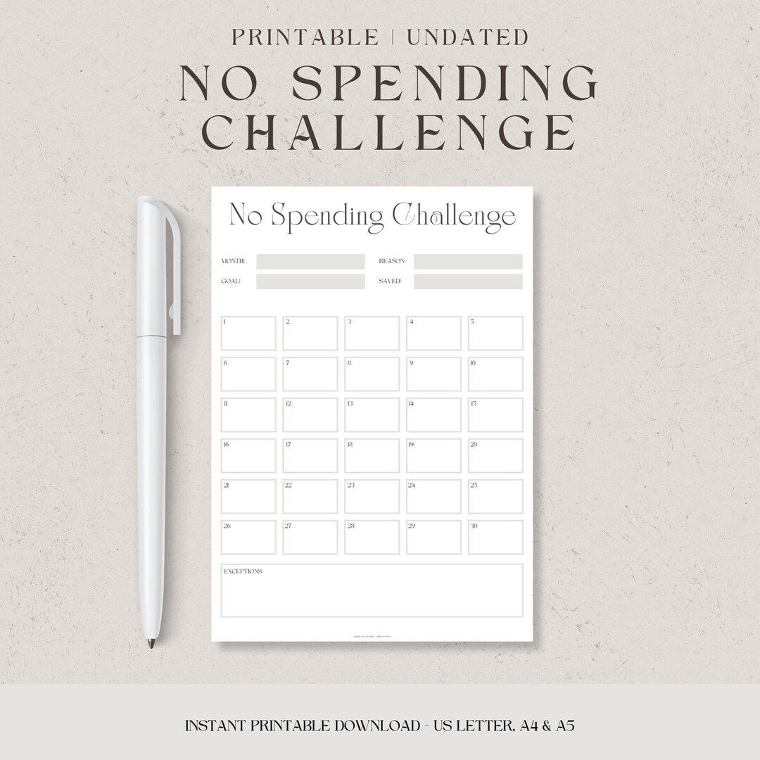 No Spending Challenge | No Spend Tracker | Saving Challenge | Budget ...