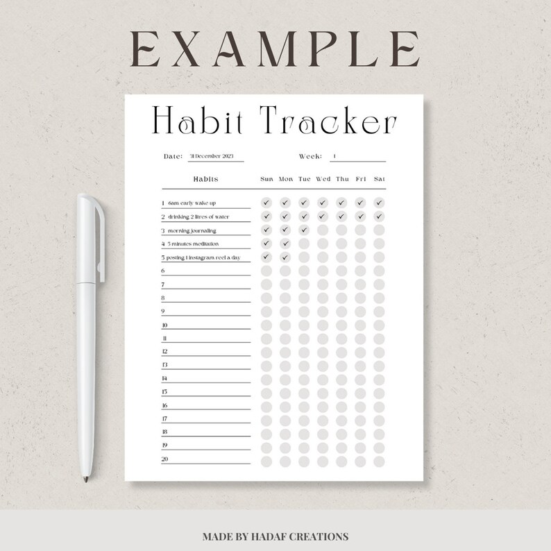 Weekly Habit Tracker Printable Habit Tracker Template Routine Tracker 7 ...