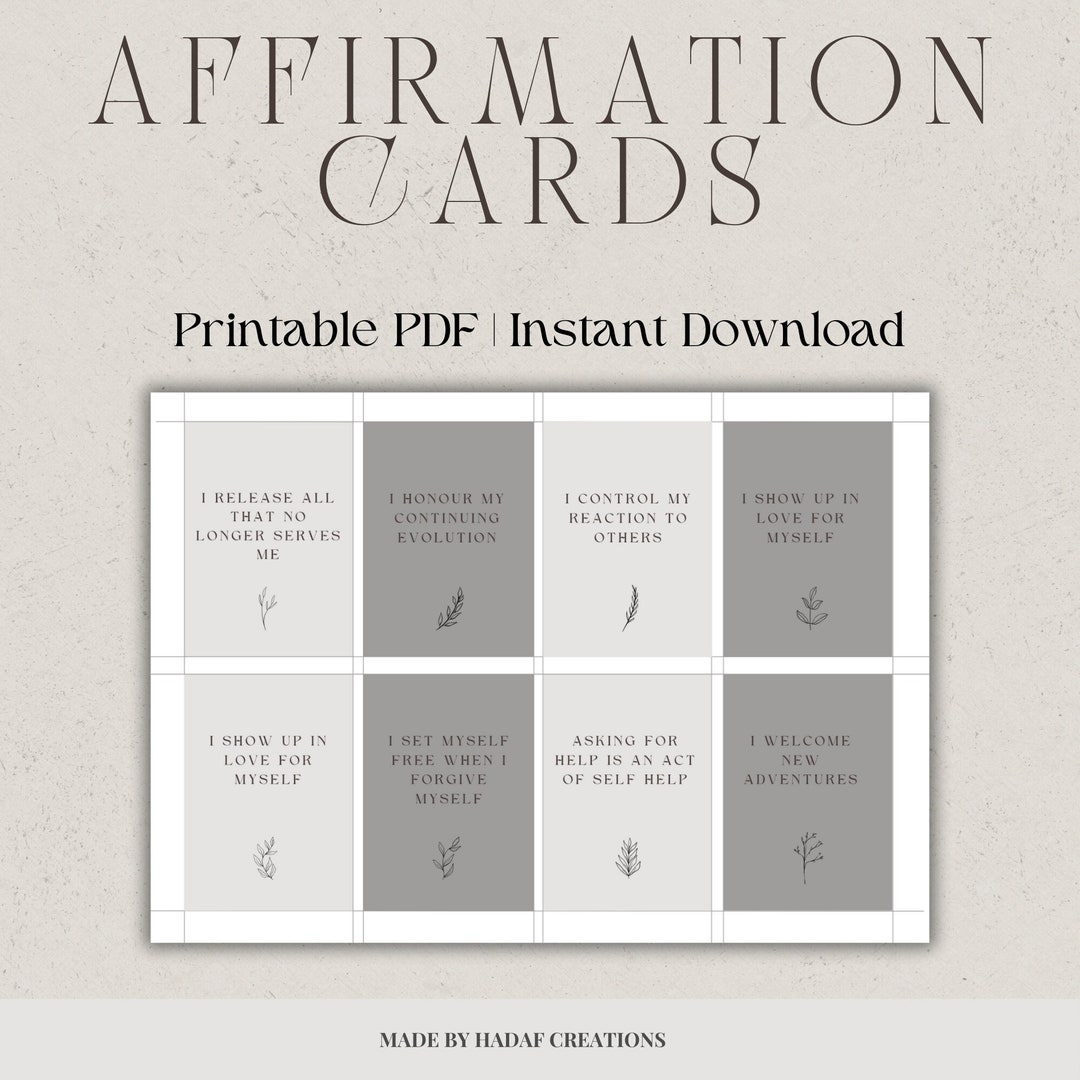 Minimalist Positive Affirmation Cards Vision Board Printables Positive ...