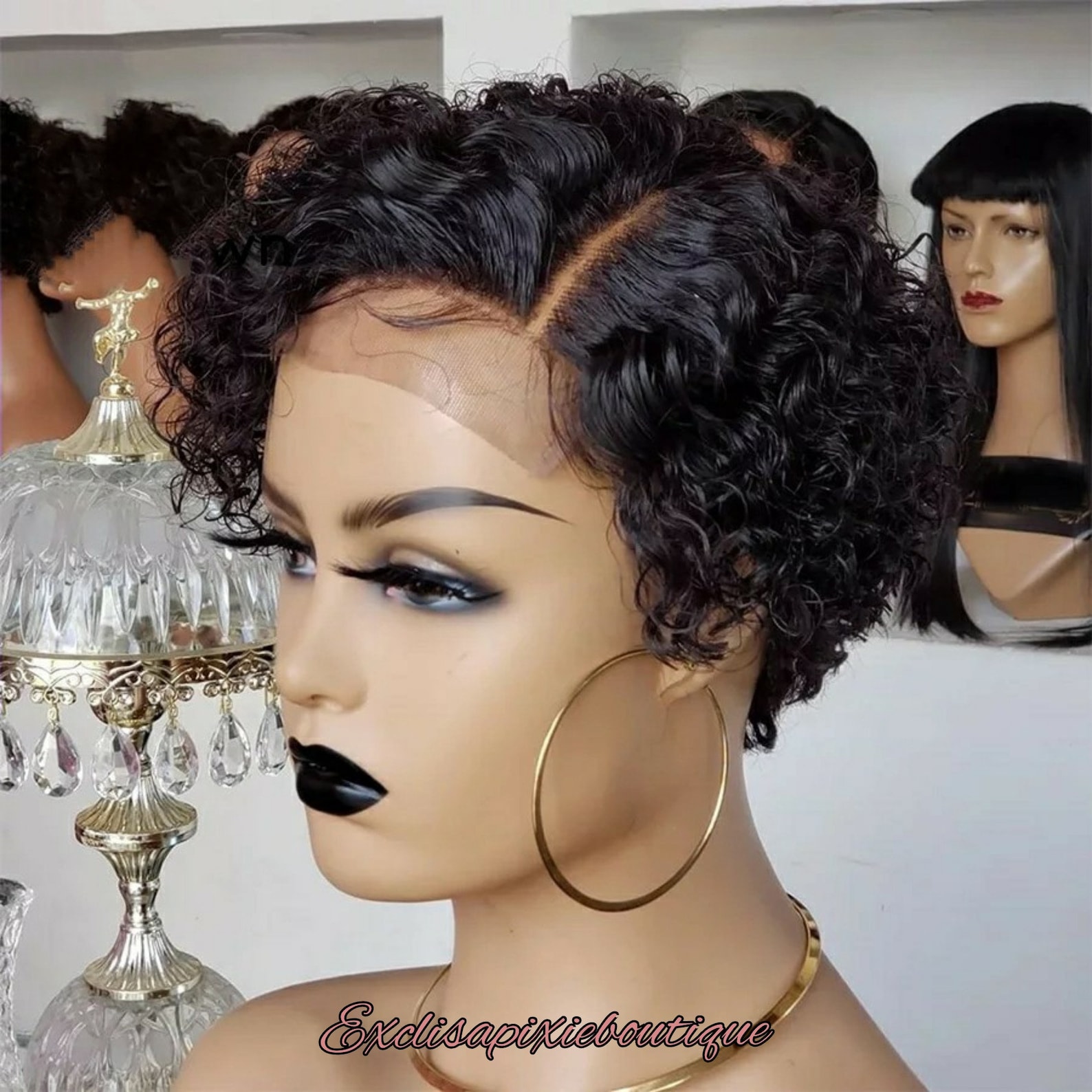 Curly Human Hair Pixie Cut Lace Front Wig Short Curly Pixie Etsy