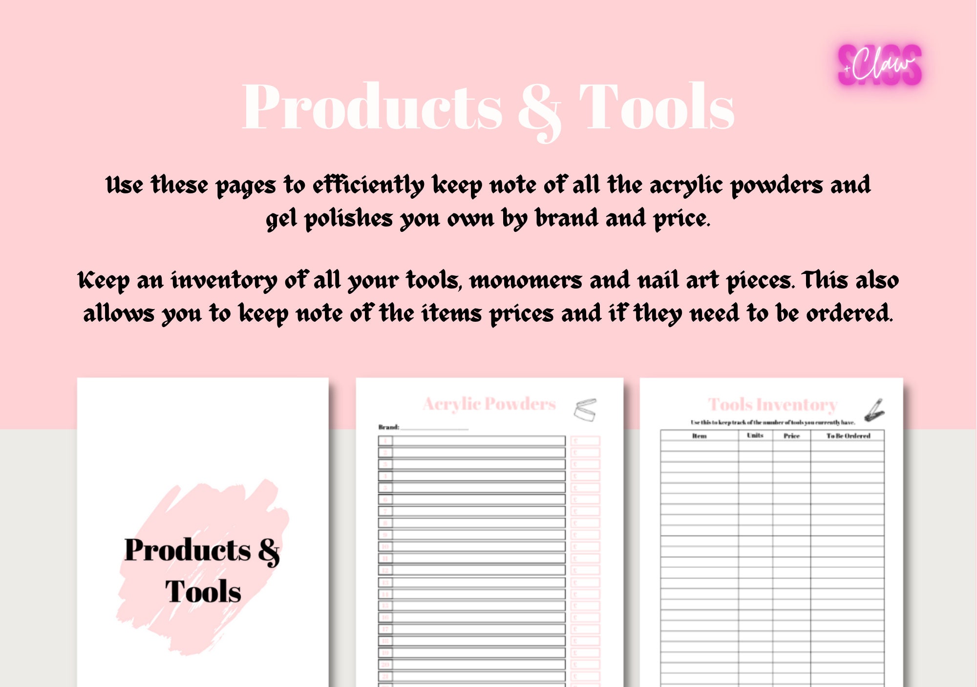 Nail Tech A4 Daily & Monthly Appointment Inventory Tracker Digital ...